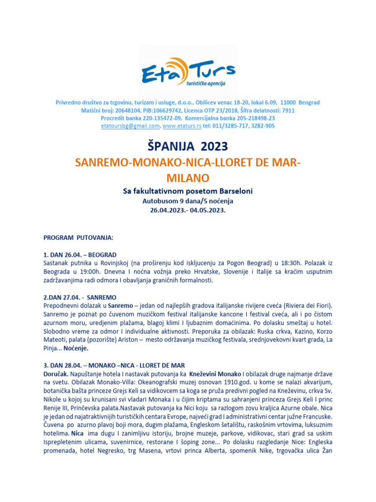 Spanija Plan Puta | PDF