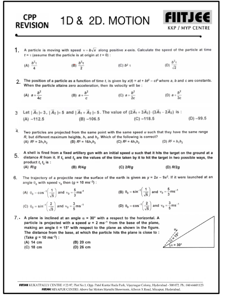 1D - 2D Motion CPP | PDF