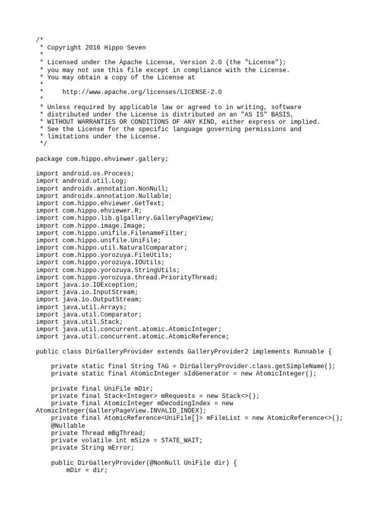 Dir Gallery Provider | PDF | Java (Programming Language) | License