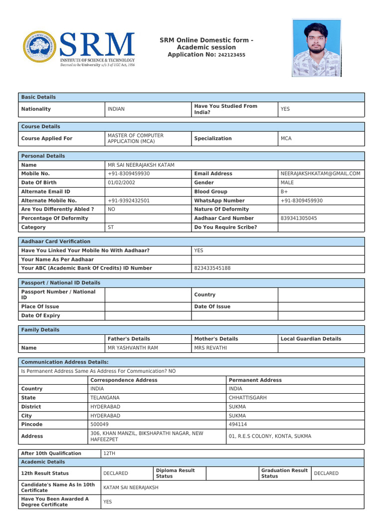 Application - Form SRM | PDF | Birth Certificate
