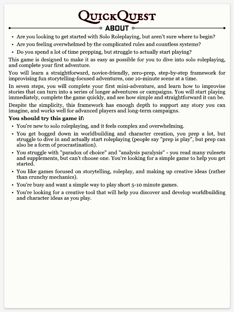 Quick Quest Pages Print | PDF