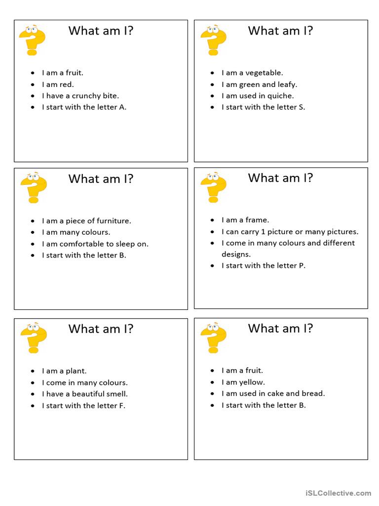 What Am I Conversation Cards | PDF