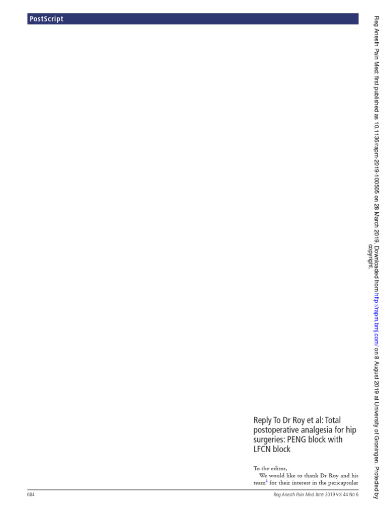 Analgesia For Hip Surgeries PENG Block With LFCN Block | PDF | Clinical Medicine | Medical ...