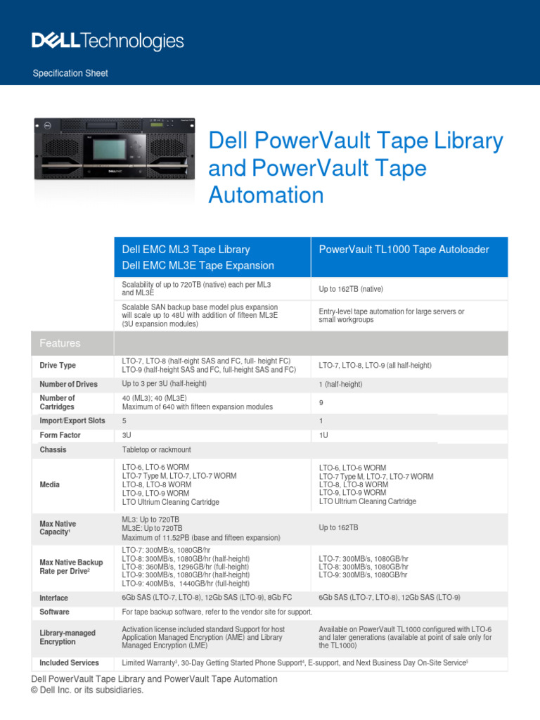 Powervault Lto Tape Automation Specification Sheet | PDF | Computing ...