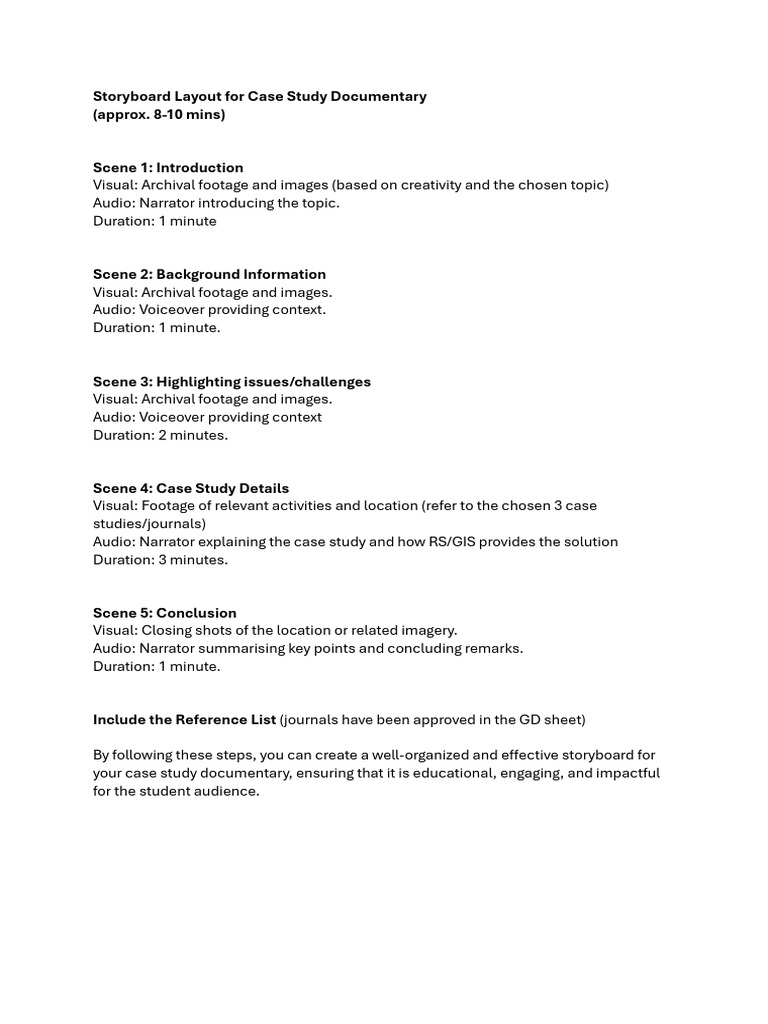 Storyboard Layout For Case Study Documentary | PDF