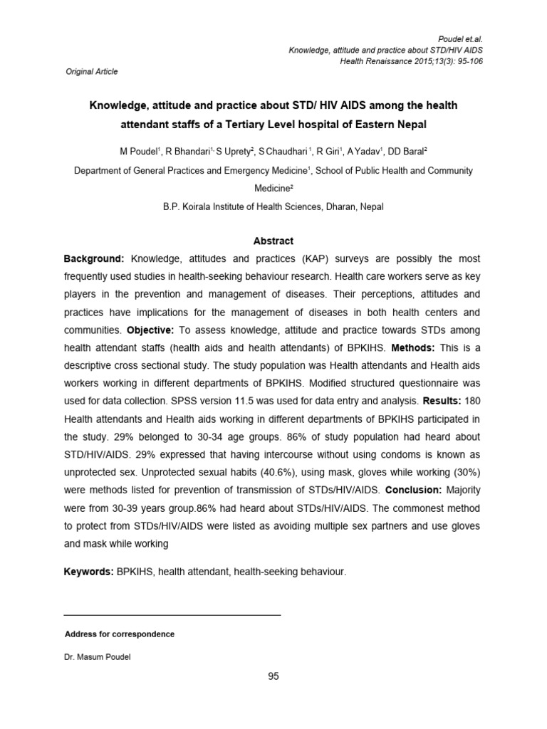 Attitude Knowledge | PDF | Sexually Transmitted Infection | Hiv/Aids