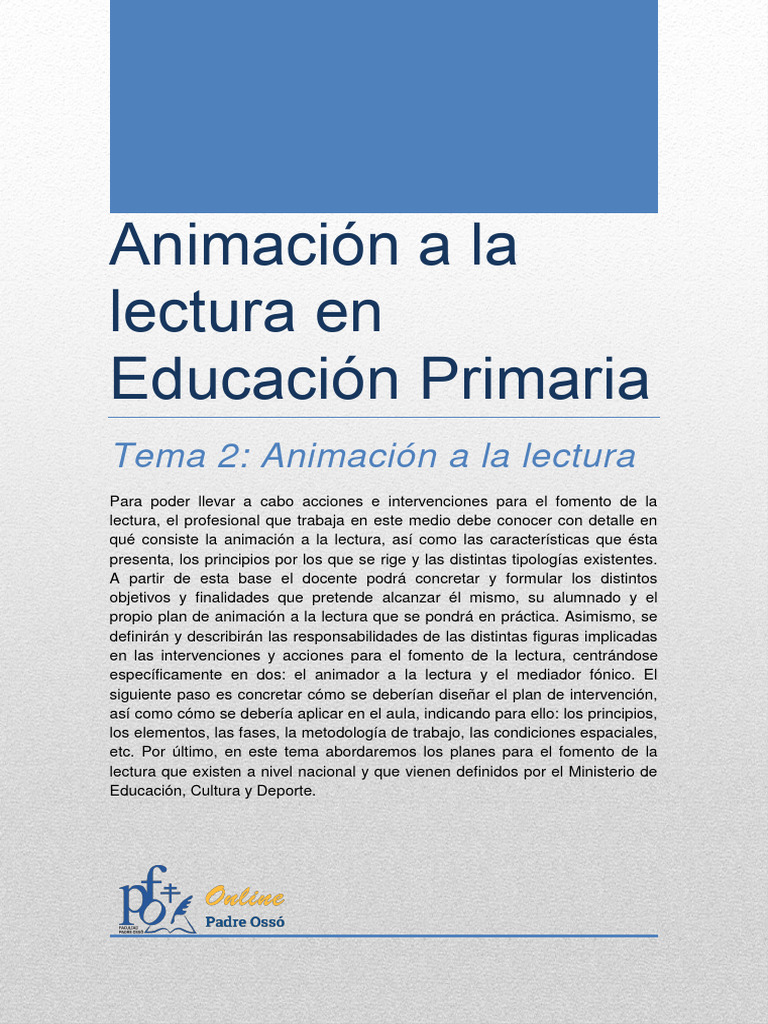 Animación Lectura EP (Tema 2) | PDF | Aprendizaje | Comprensión lectora