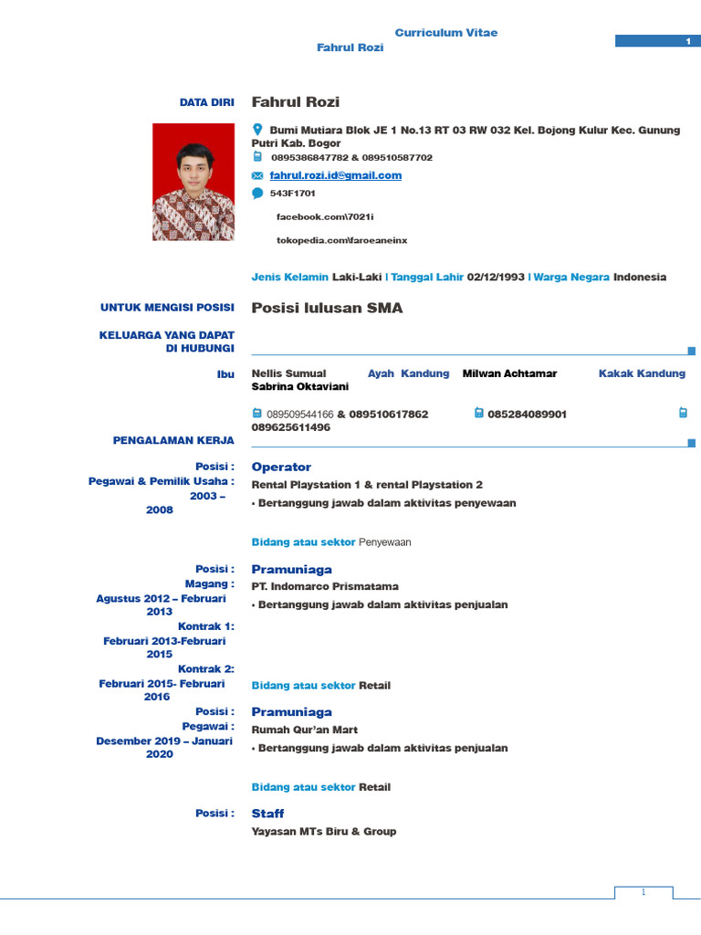 CV Fahrul Rozi | PDF
