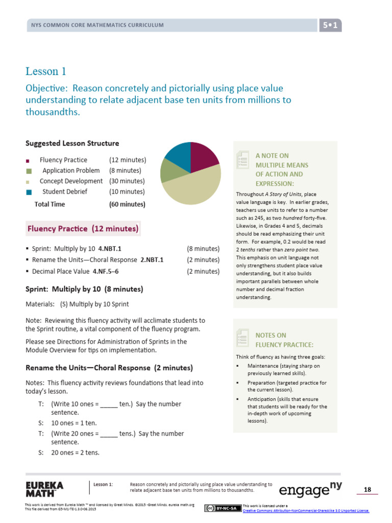 Math g5 m1 Topic A Lesson 1 | PDF | Curriculum | Creative Commons License