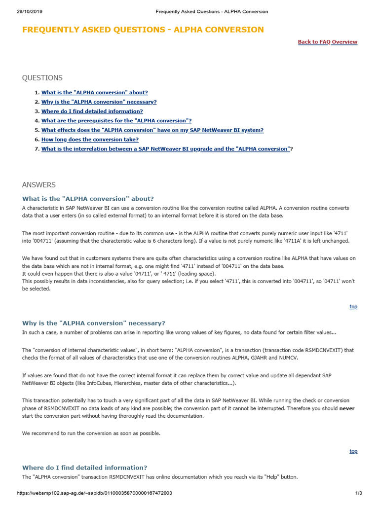 SAP ALPHA Conversion Guide | PDF | Faq | Databases