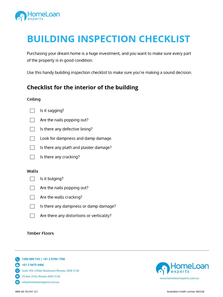 Building Inspection Checklist Format | PDF | Stairs | Roof