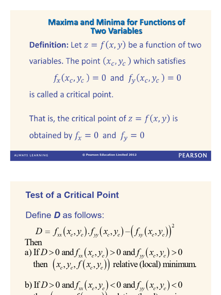 Extrema Values of Several Variables Functions | PDF | Mathematical Analysis | Calculus