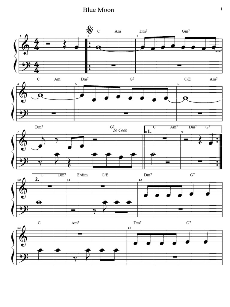 Blue Moon - Easy | PDF