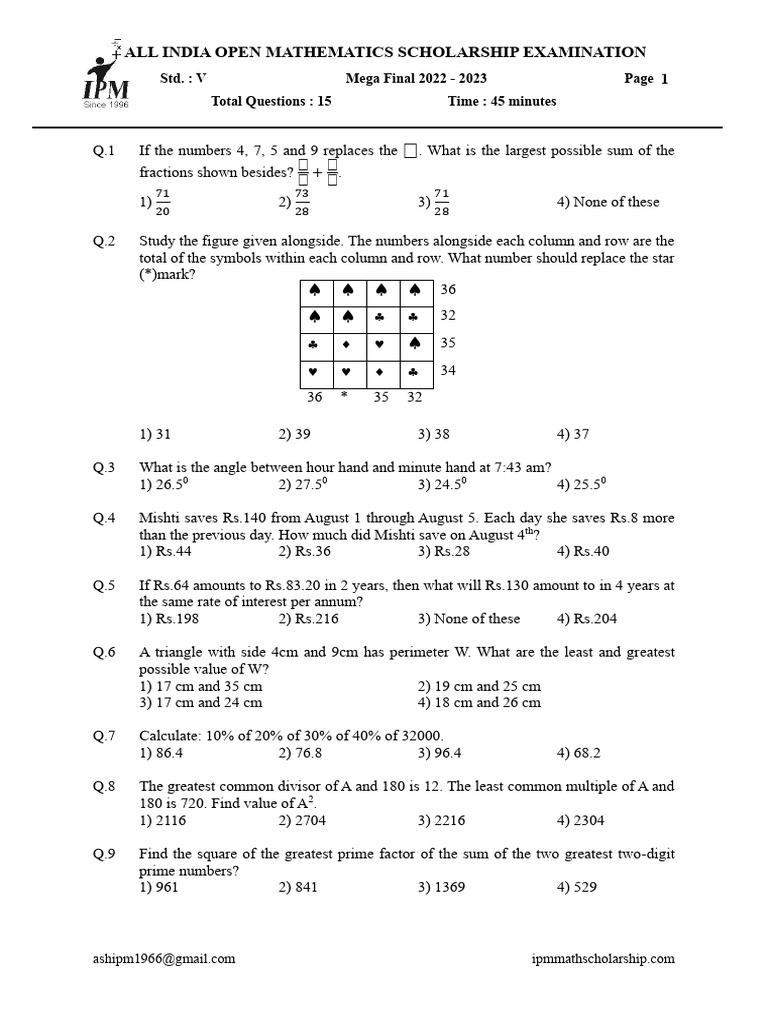 5th Mega Final 2023 | PDF | Speed | Prime Number