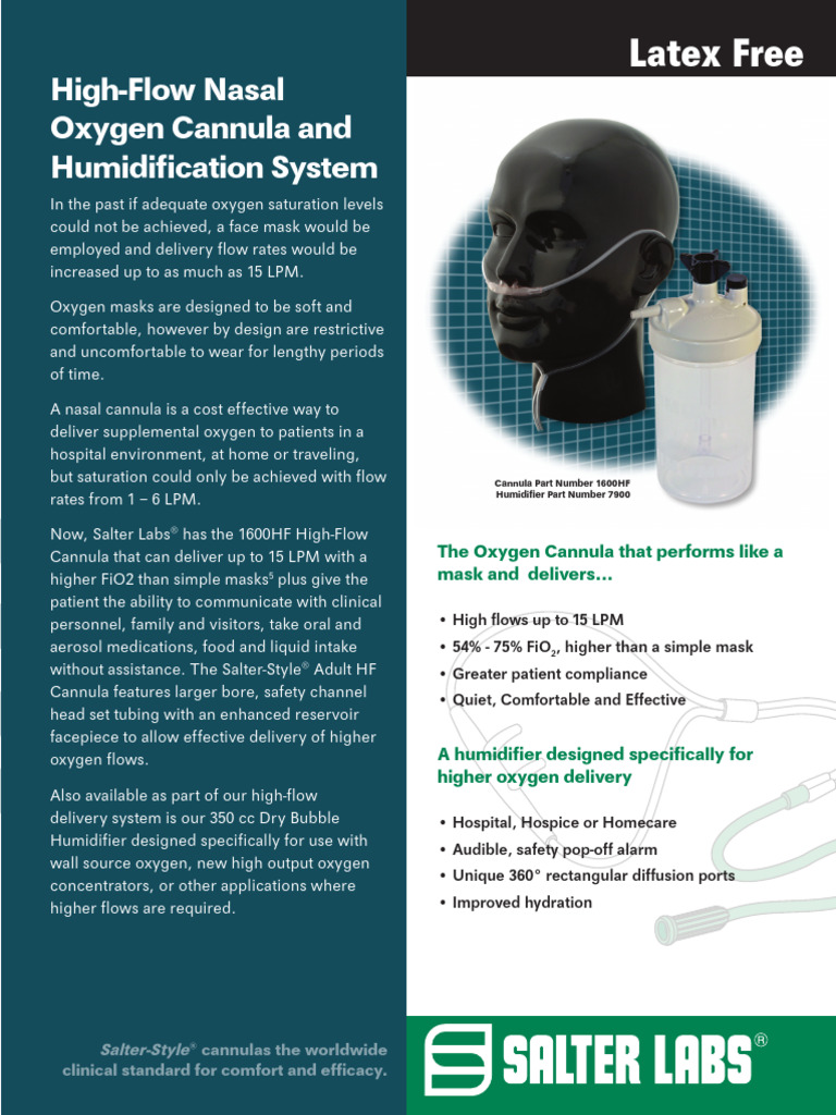 Latex Free: High-Flow Nasal Oxygen Cannula and Humidification System ...