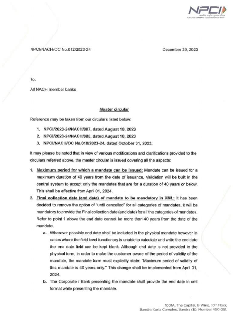 Circular No 012 Master Circular | PDF