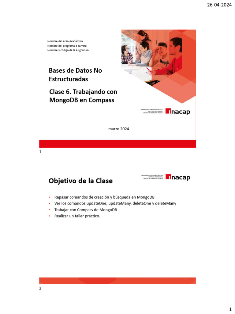Clase 6 BD NoSQL | PDF | Mongo Db | Base de datos relacional