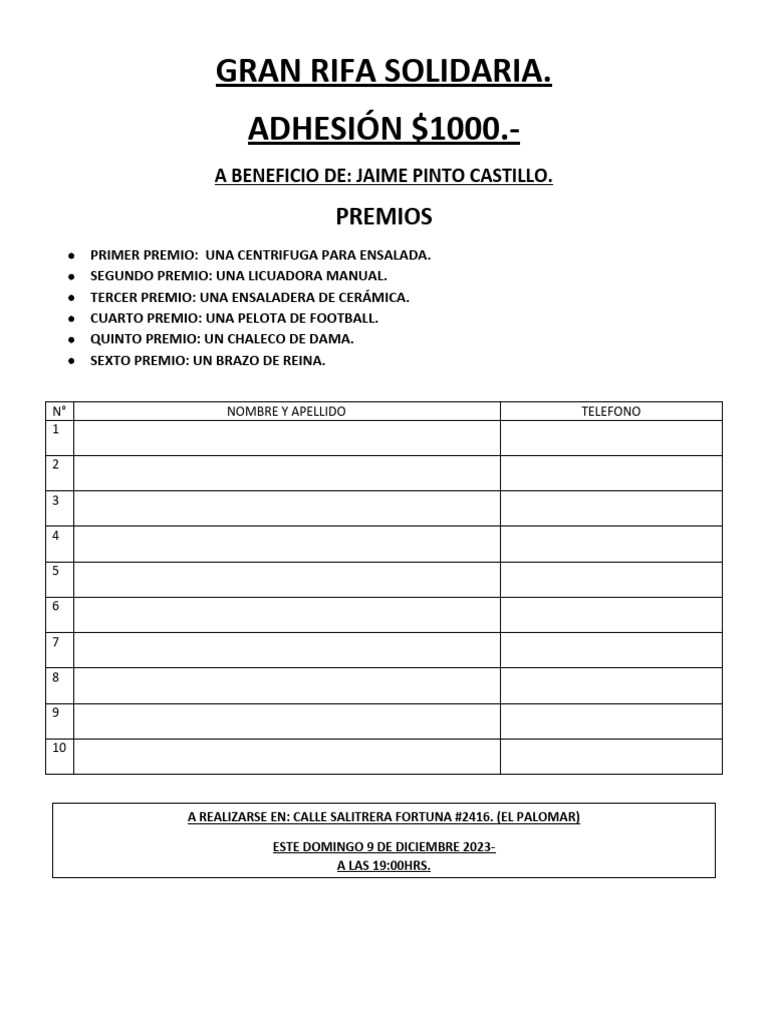 Gran Rifa Solidaria | PDF