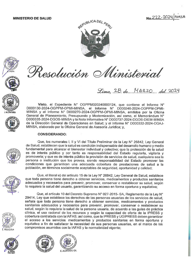 Rm-222-2024-Minsa Lineamientos | PDF