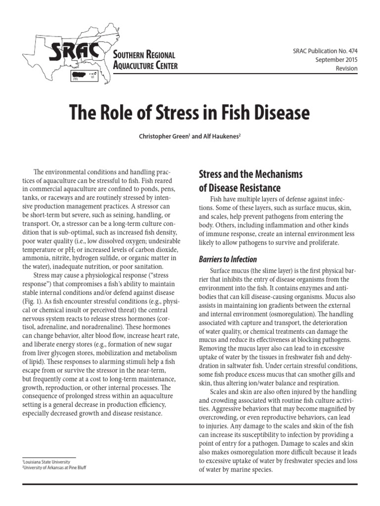 Srac 474 The Role of Stress in Fish Disease 0 | PDF | Immune System ...