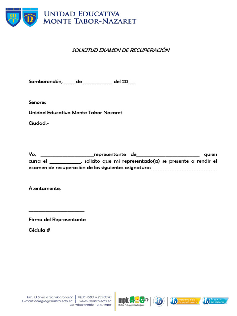 Solicitud Examen de Recuperación | PDF
