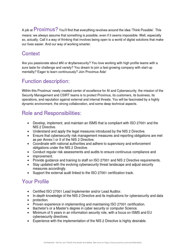 Senior ISO 27001 Lead Implementer - NIS 2 Directive | PDF | Computer ...