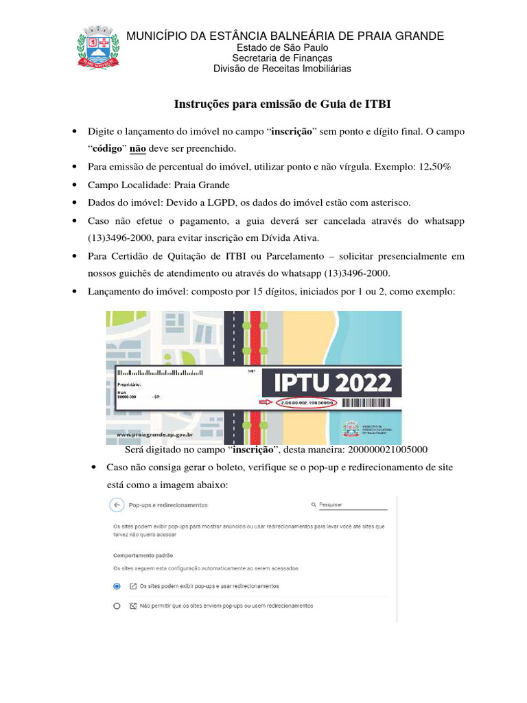 Guia para Emissão de ITBI em Praia Grande | PDF | Finanças e ...