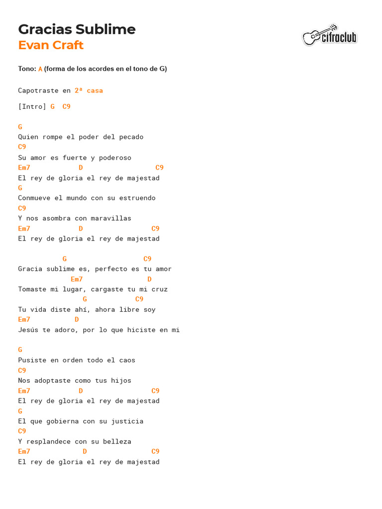 Cifra Club - Evan Craft - Gracias Sublime | PDF