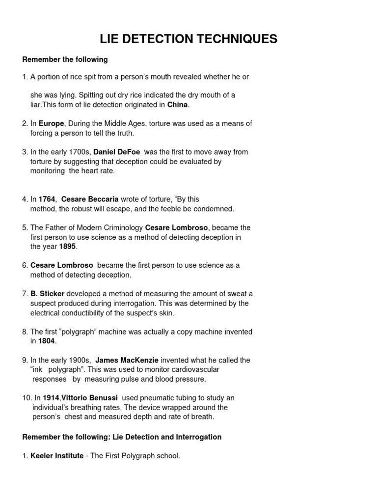 Forensic 5 Lie Detection Techniques Inc | PDF | Polygraph | Nervous System Forensic 5 Lie Detection Techniques Inc | PDF | Polygraph | Nervous System
