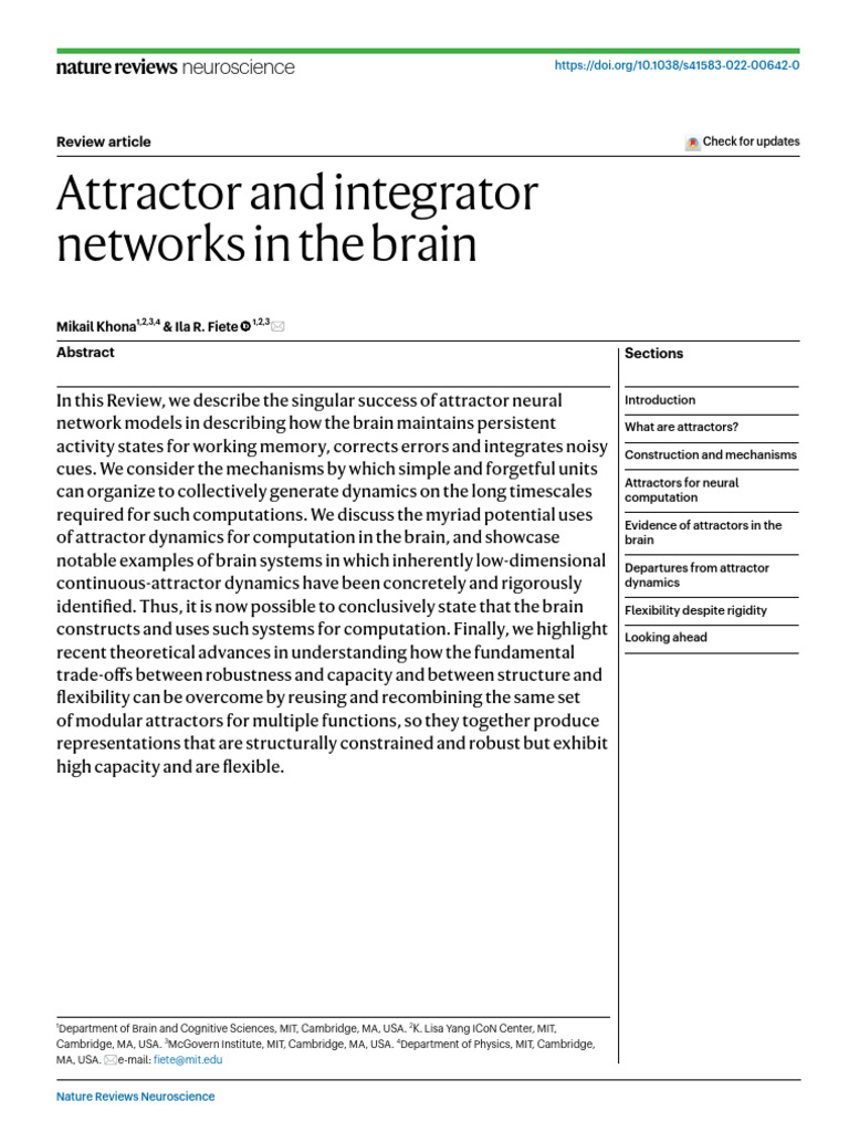 Attractor Dynamics in Neural Computation | PDF | Attractor | Dynamical System