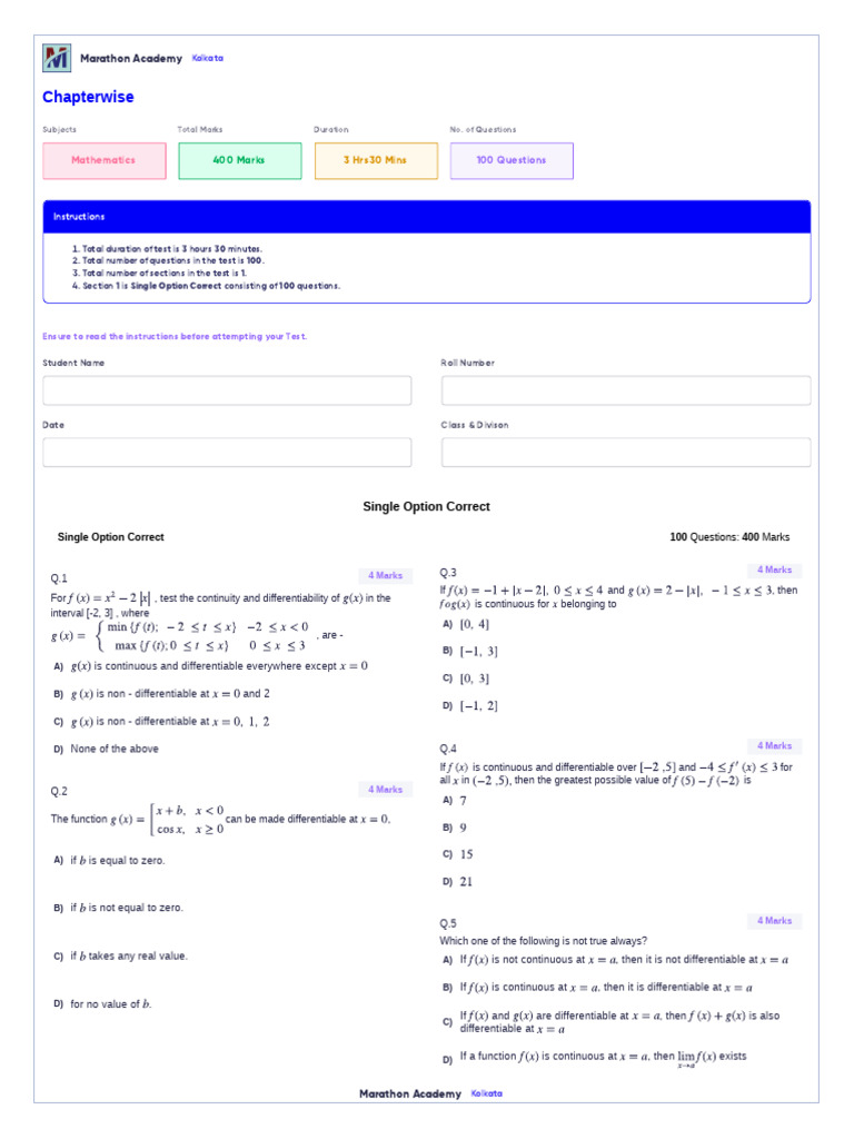Continuity & Differentiabilyty-Ques-1 | PDF | Function (Mathematics) | Derivative
