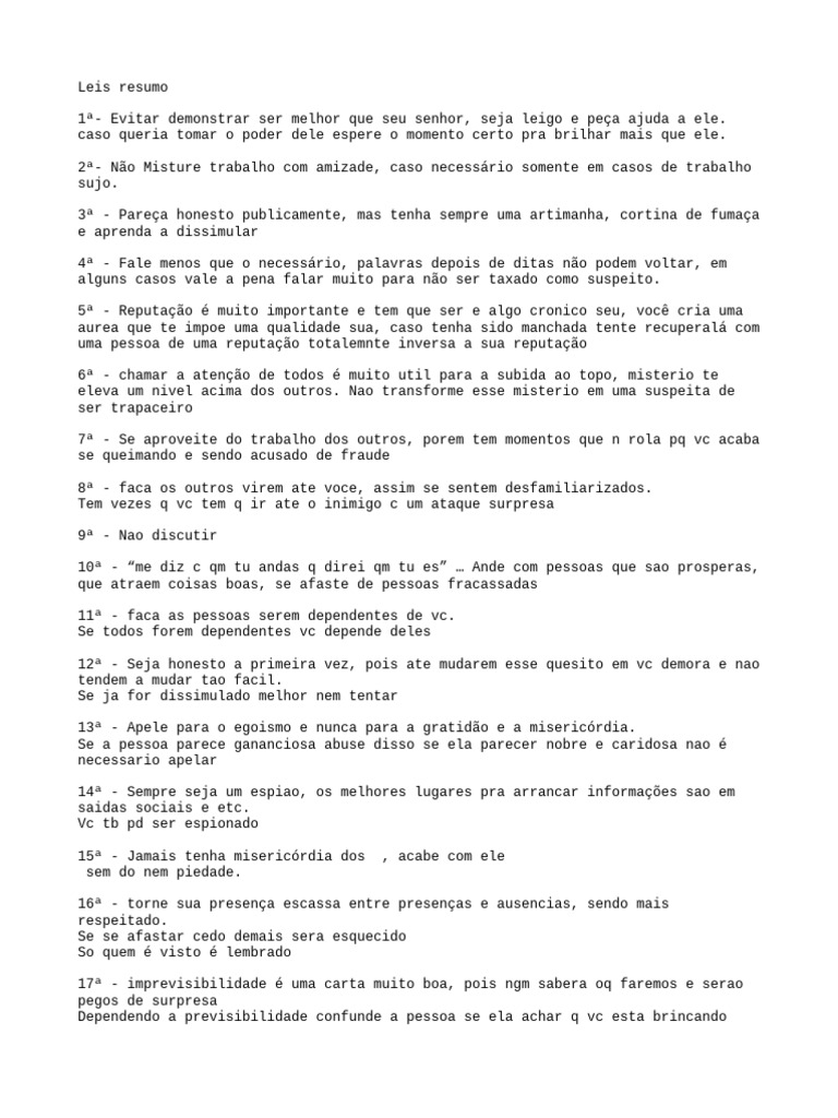 Resumo 48 Leis Do Poder | PDF | Direito