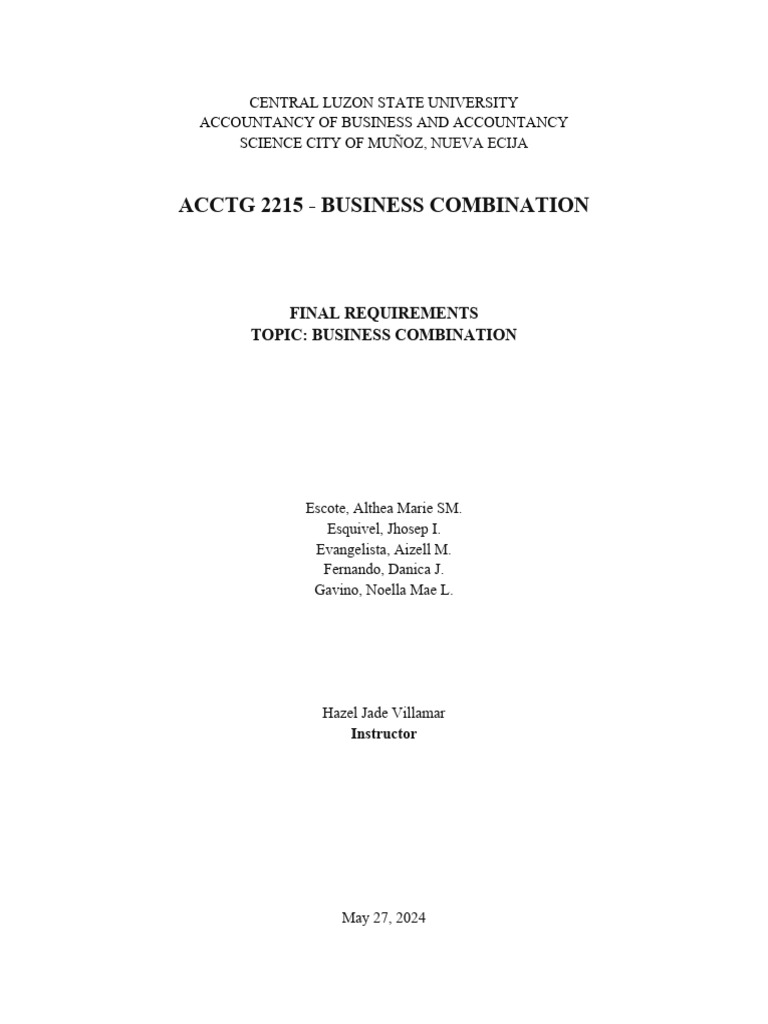 BUSCOM Final Requirement | PDF | Goodwill (Accounting) | Mergers And Acquisitions