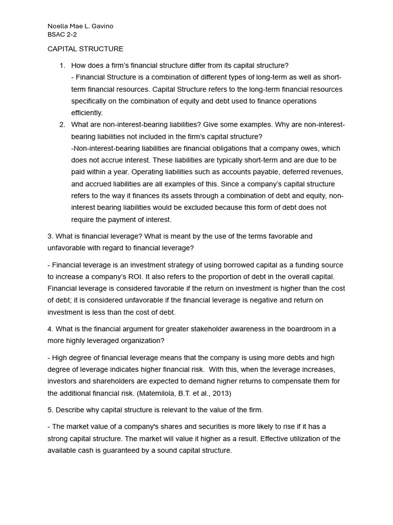 Capital Structure | PDF | Capital Structure | Leverage (Finance)