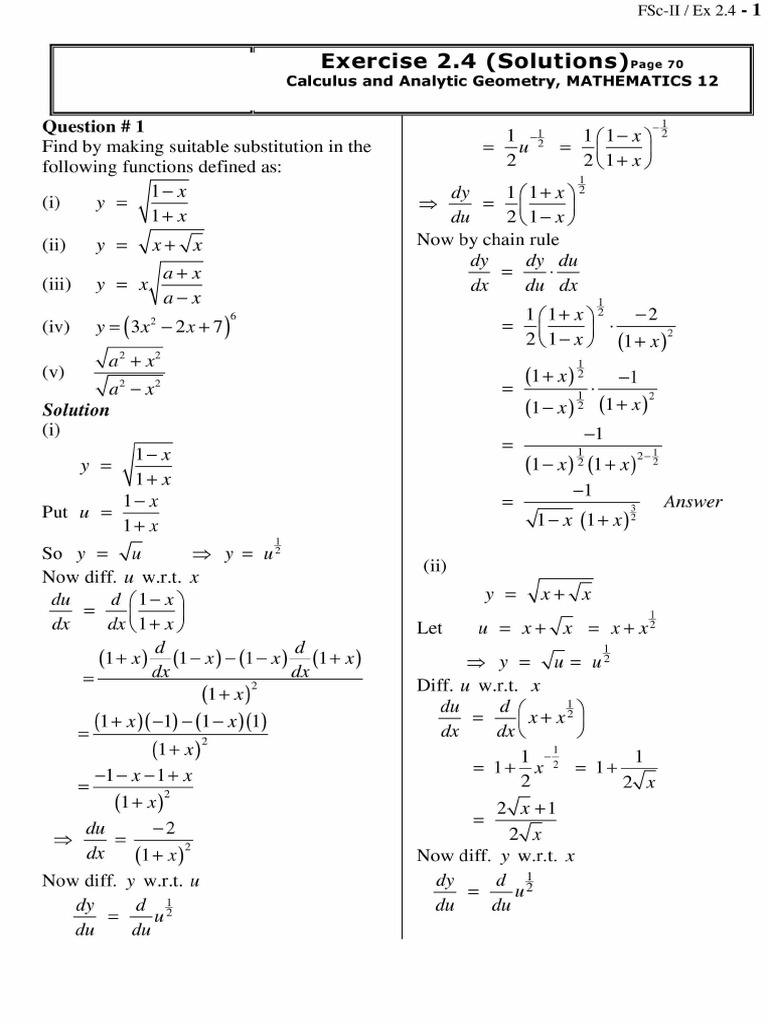 Chapter 2 Math Notes 12th Class 2.4 | PDF