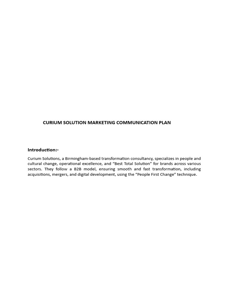 Curium Solution Marketing Communication Plan | PDF | Search Engine Optimization | Social Media