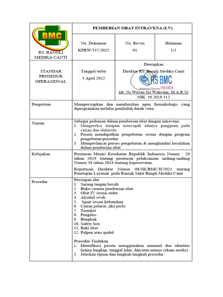 FIX Pemberian Obat Intravena | PDF | Kesehatan Holistik