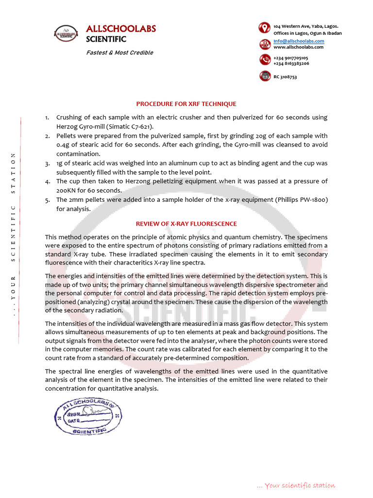 Allschoolabs Procedure For XRF | PDF | Radiation | Electrodynamics