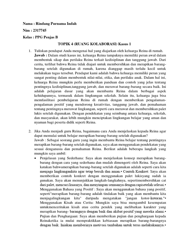 Topik 4 (Ruang Kolaborasi) Kasus 1 | PDF | Karier & Perkembangan | Pengembangan Diri