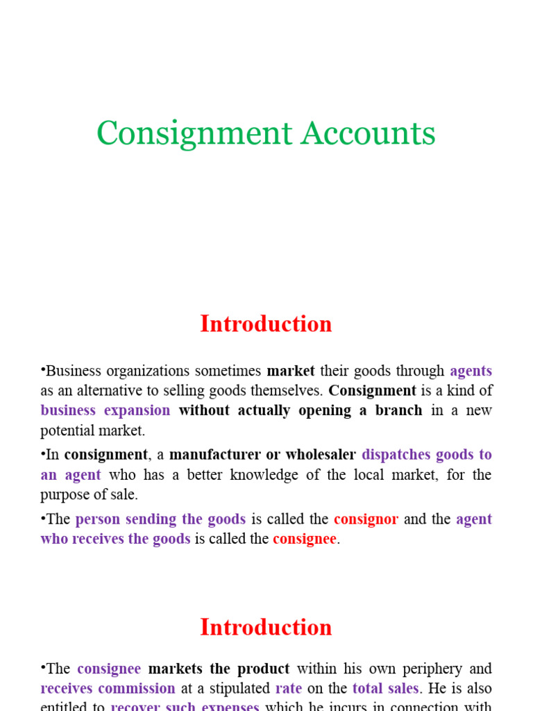Consignment Accounts - Part 1 - Entries in The Books of The Consignor | PDF | Debits And Credits ...