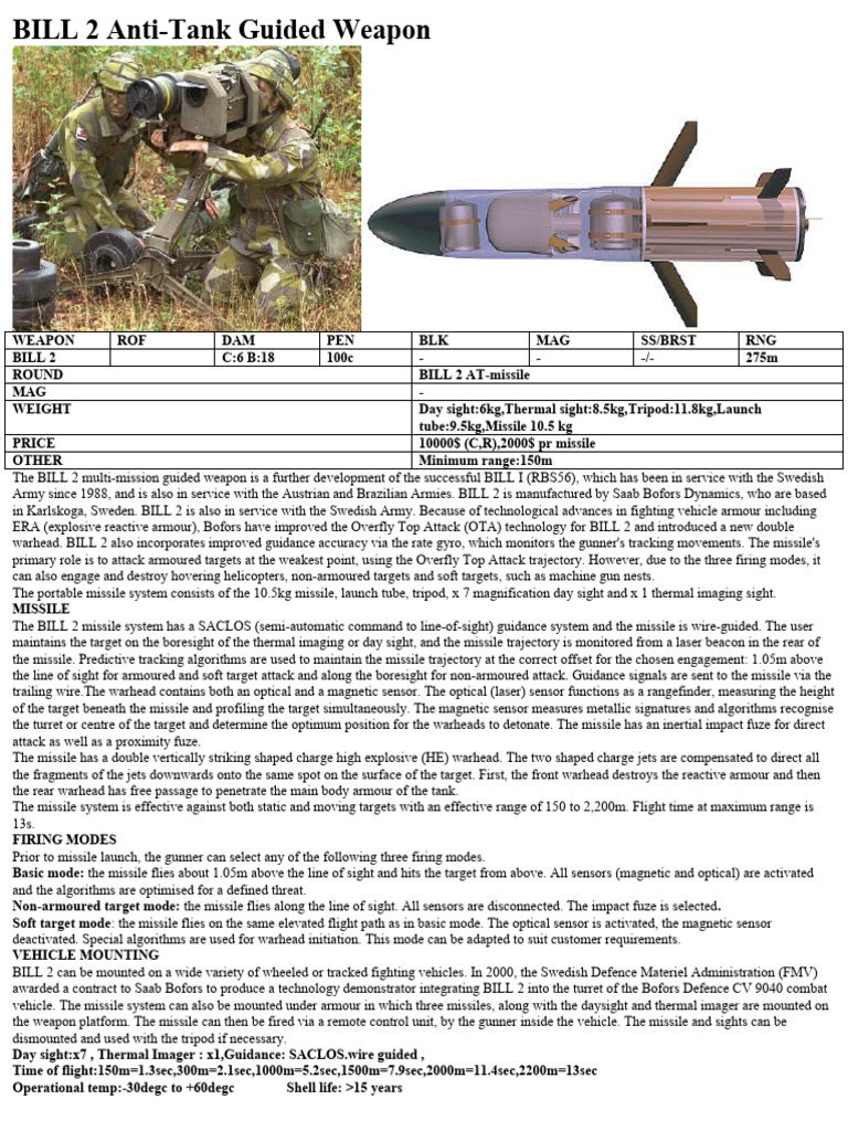 Pain Gun - BILL 2 ATGW | PDF | Missile | Military Technology