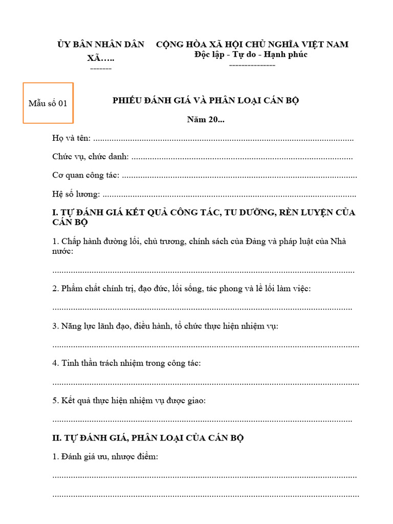 Phieu Danh Gia CBCC Va Thang Diem | PDF