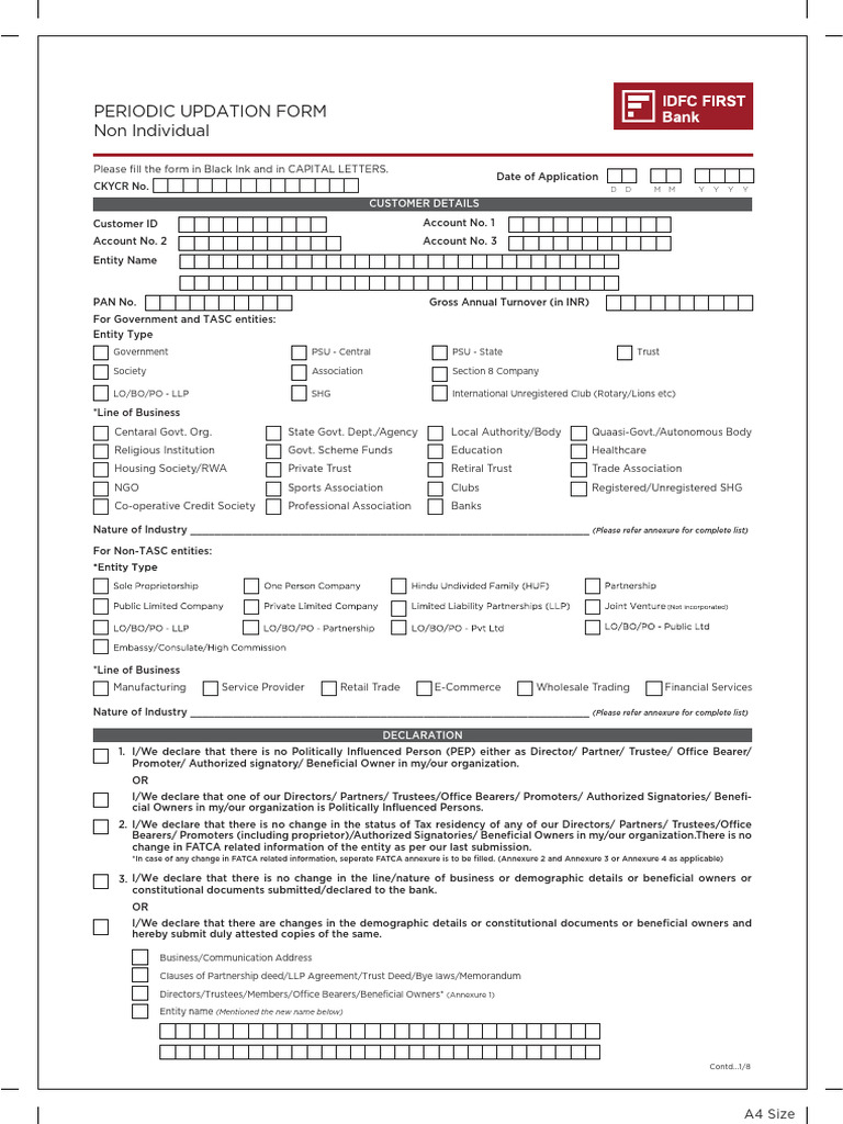 Periodic Updation Form Non Individual Entities | PDF | Banks | Economies