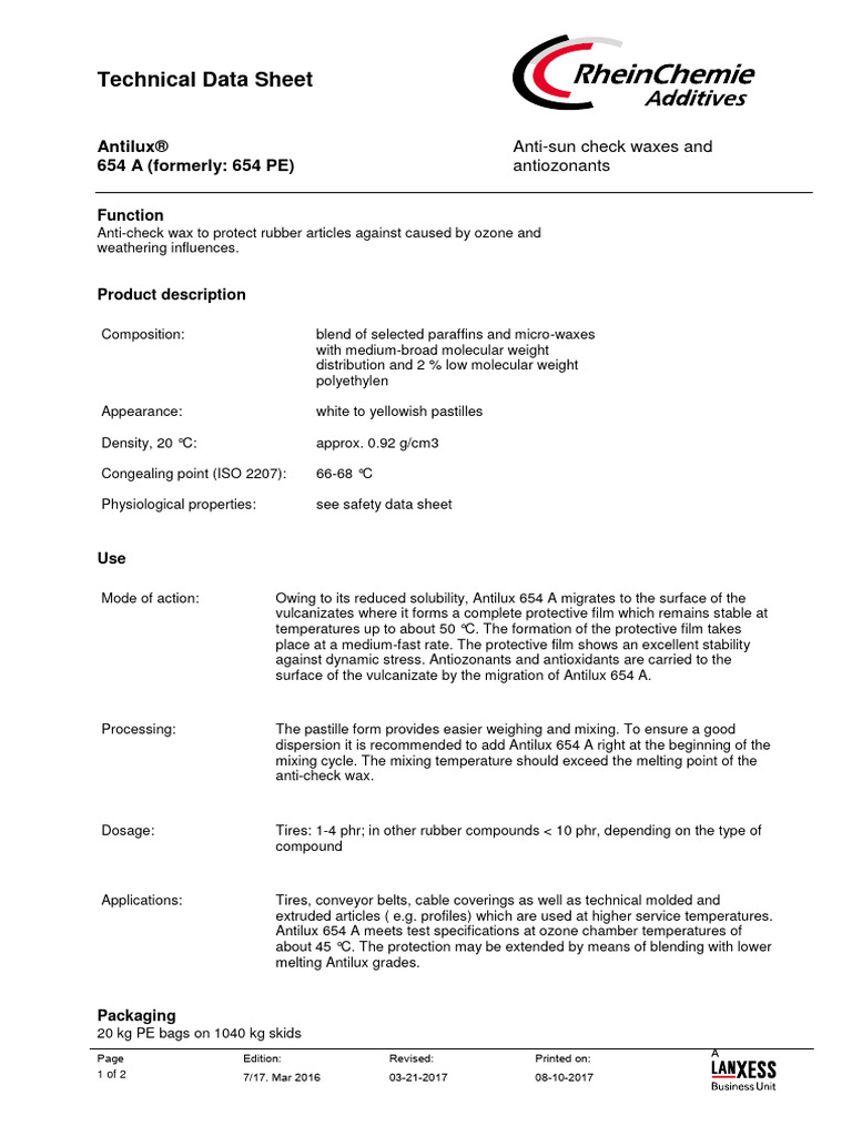 Antilux 654 A Formerly 654 Pe en RCR | PDF | Wax | Polyethylene