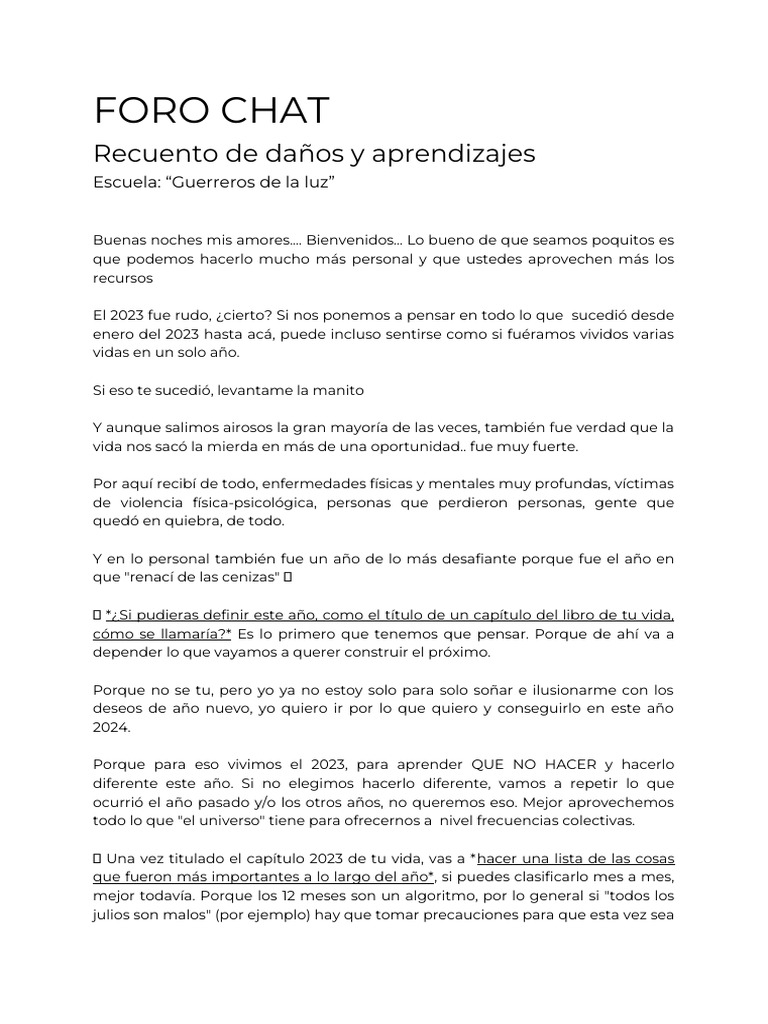 Reflexiones y Metas para el 2024 | PDF | Relaciones personales, crianza y desarrollo personal