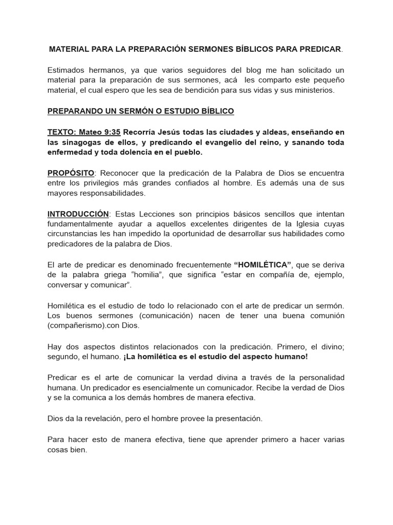 Material para Preparar Sermones Bíblicos | PDF | Cristo (título) | Sermón
