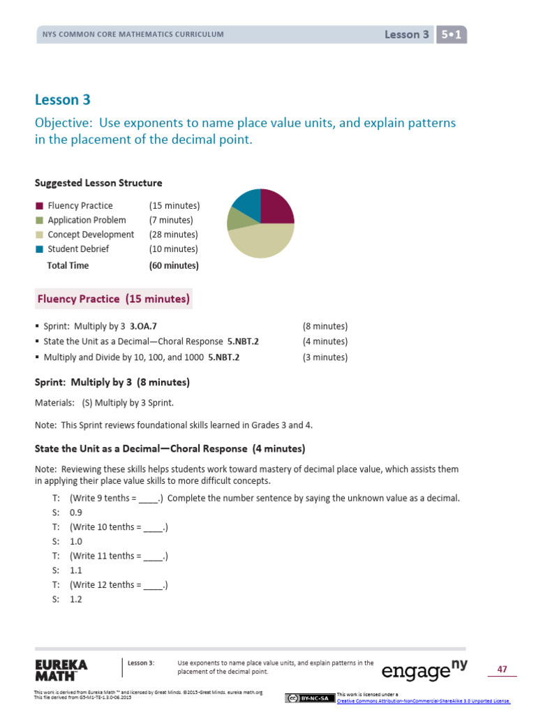 Math g5 m1 Topic A Lesson 3 | PDF | Multiplication | Numbers