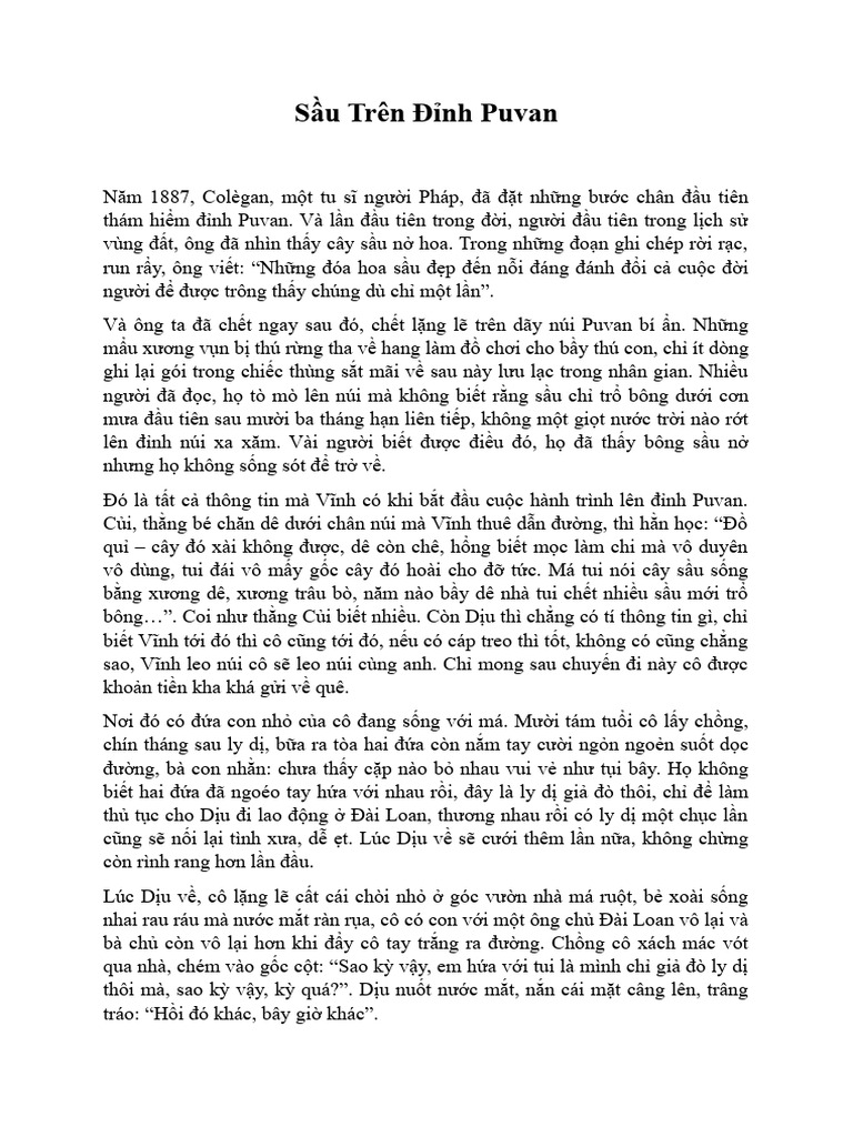 Sầu Trên Đỉnh Puvan | PDF