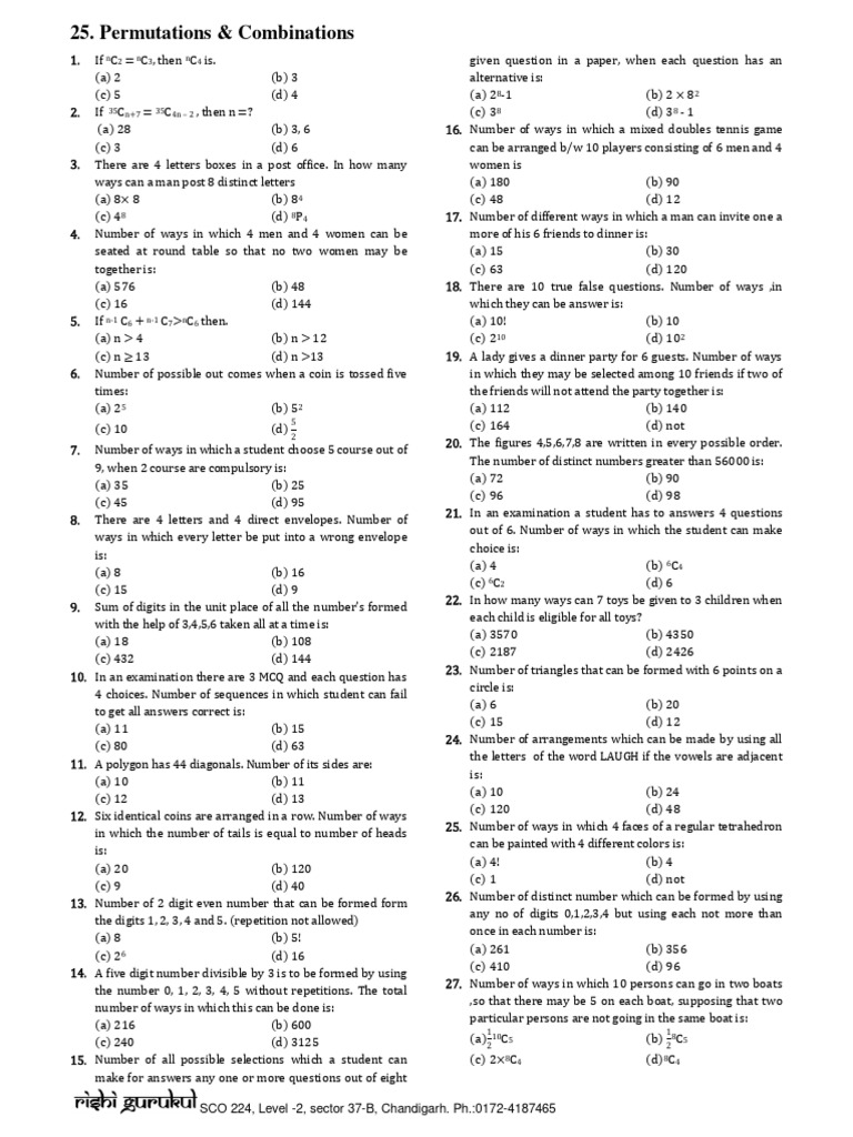 Permutations And Combinations Pdf Polytopes Geometric Shapes 2655