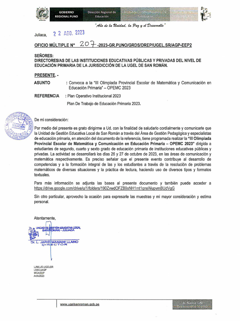 Oficio de Convocatoria A La III OPEMC 2023 | PDF